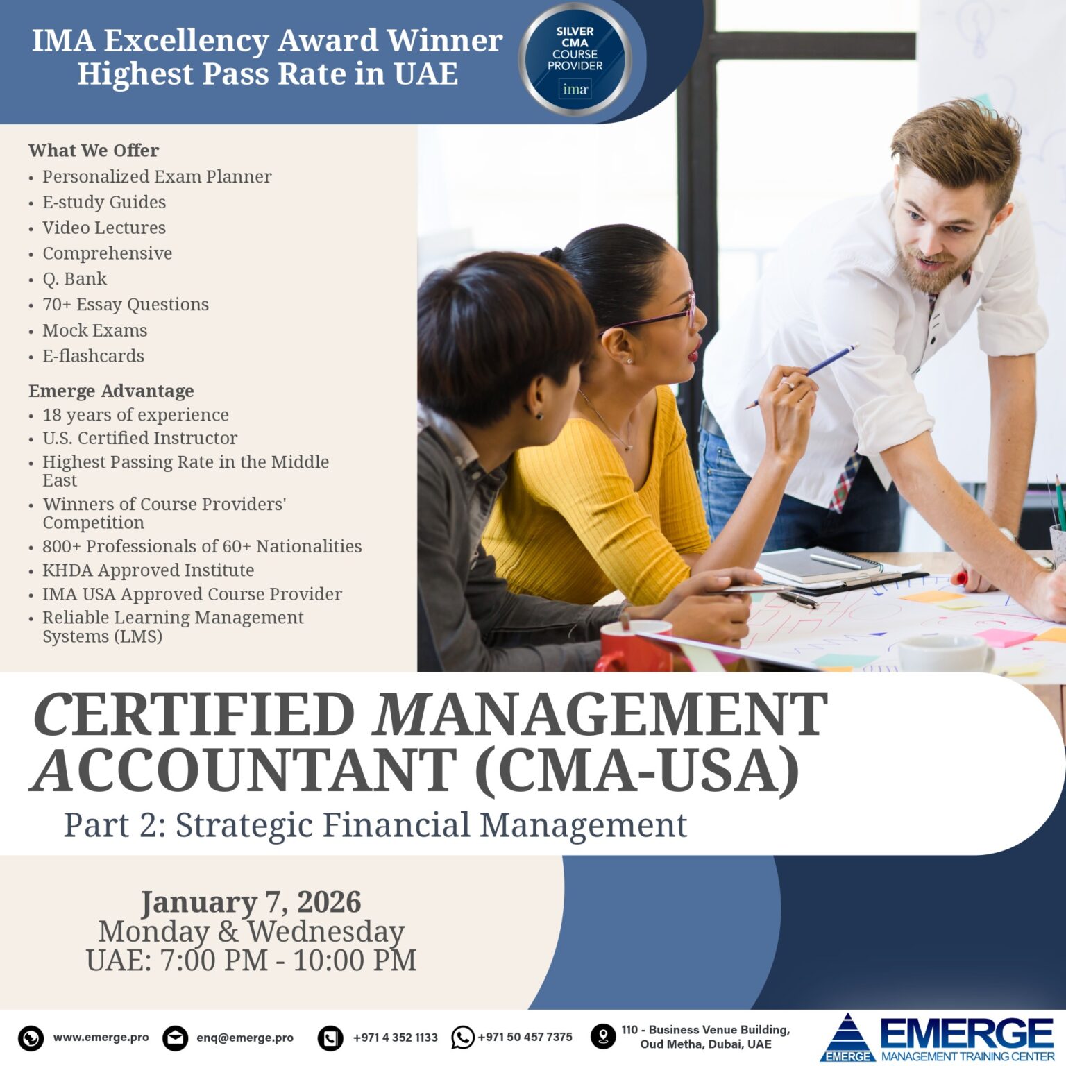 Certified Management Accountant (CMA) - Part 2 - New weekday batch commencement on January 7 ...